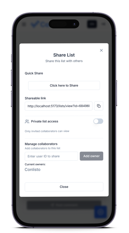 Conlisto - Collaborative Checklists